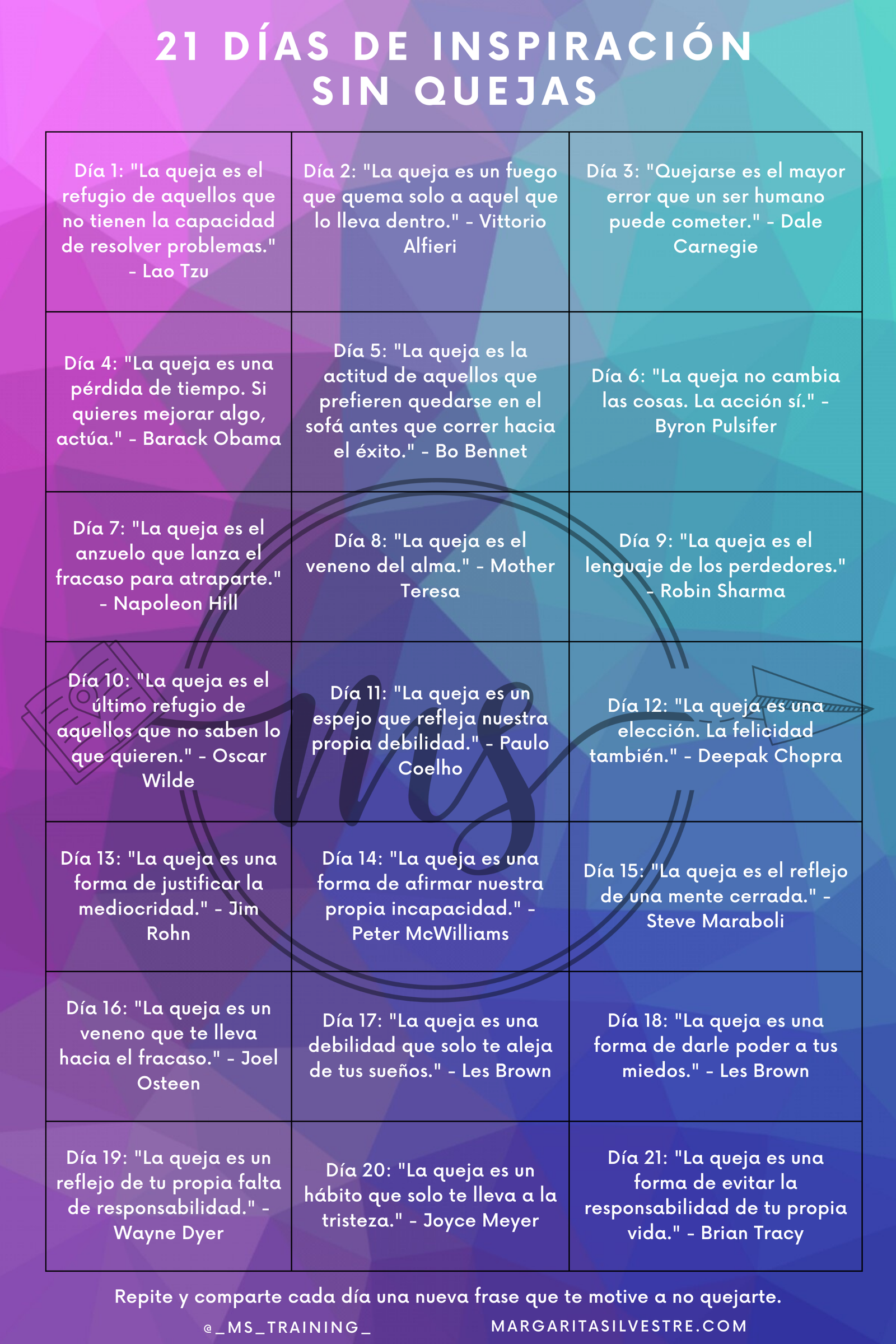 dile no a las quejas: es hora de dejar de quejarse | Margarita Silvestre